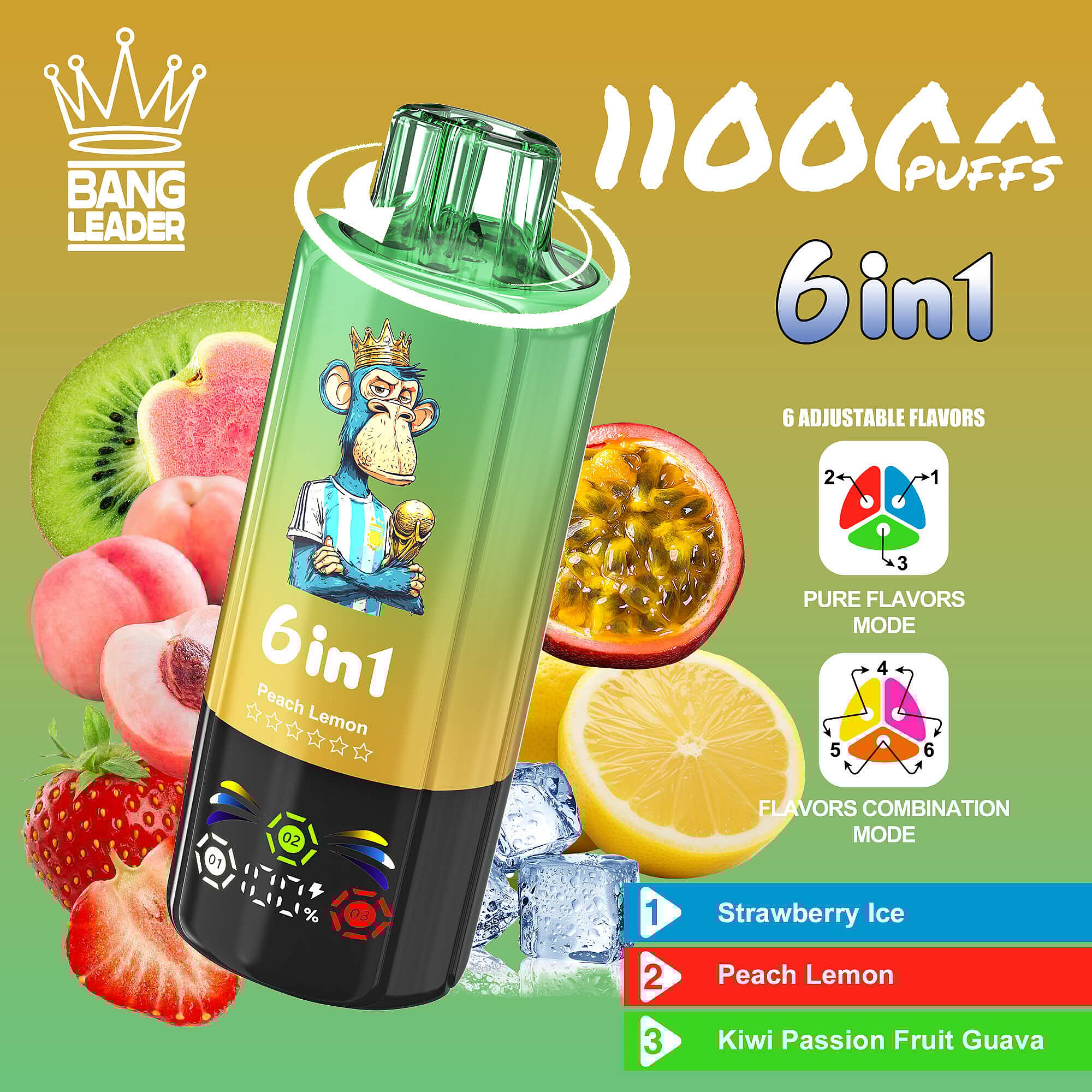 Bang Leader 110000 VAPE-6-in-1 smaken met 110k trekjes-BangkingVapes